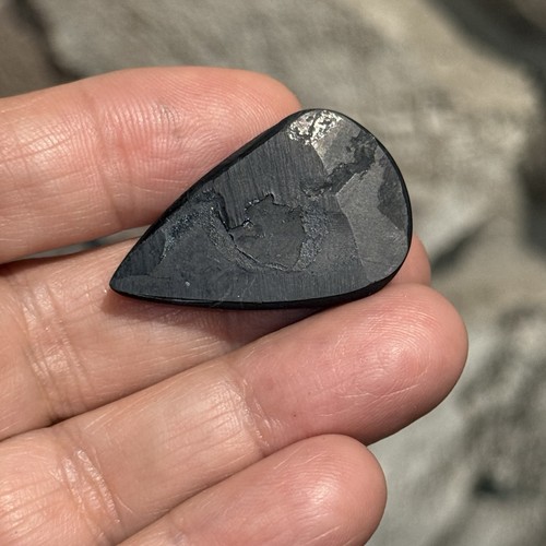 24ct 33.5x31x5.6mm Rare Polished Karelian Shungite Drop Cabochon ...