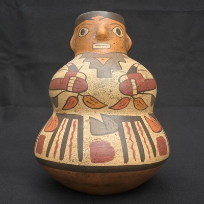 🔷Nasca Ceramic Bottle – Pre-Columbian Woman Motif, Artifact from Peru ...