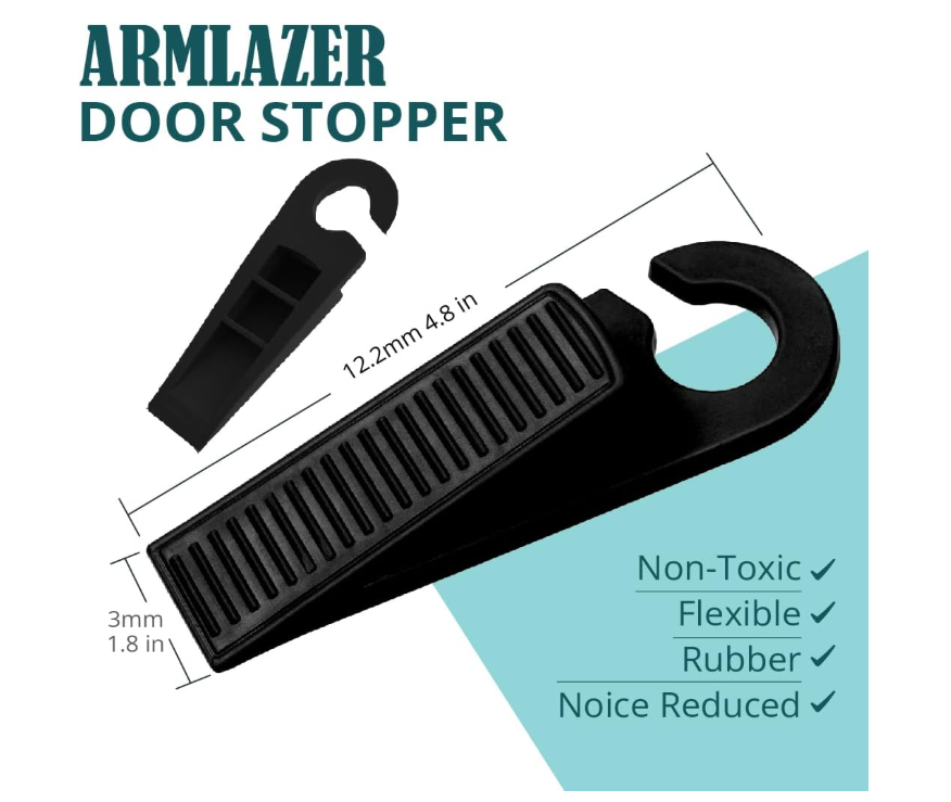 4 PC Door Stopper Grooved Rubber Wedge with 1.0" Hook for Office Home ...