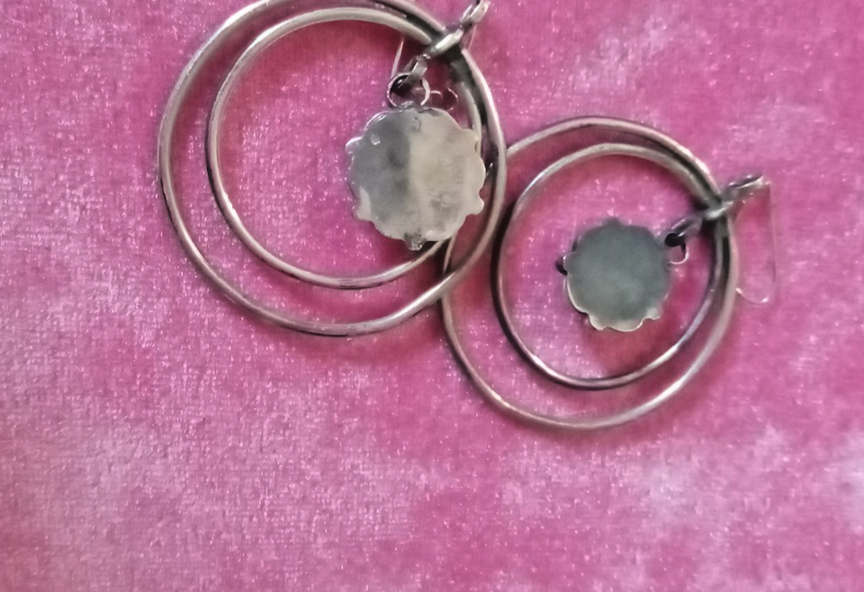 VINTAGE SOUTHWEST DOUBLE HOOP TURQUOISE DANGLE EARRINGS | eBay