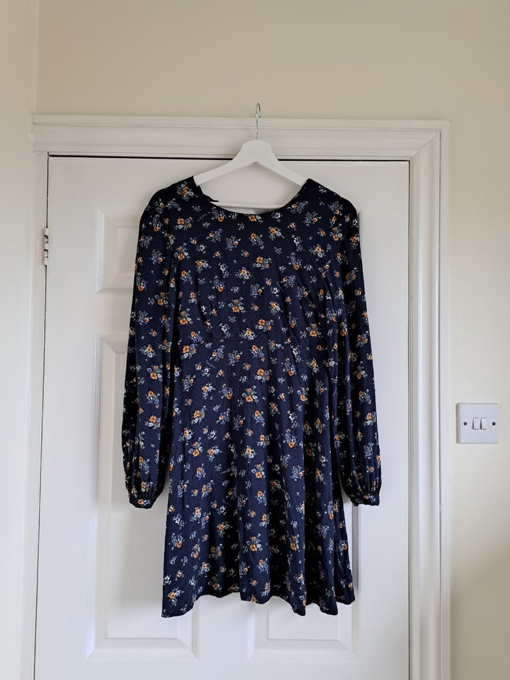 Navy Blue Pepe Jeans London Mini Dress With Floral Pattern Size S | eBay UK