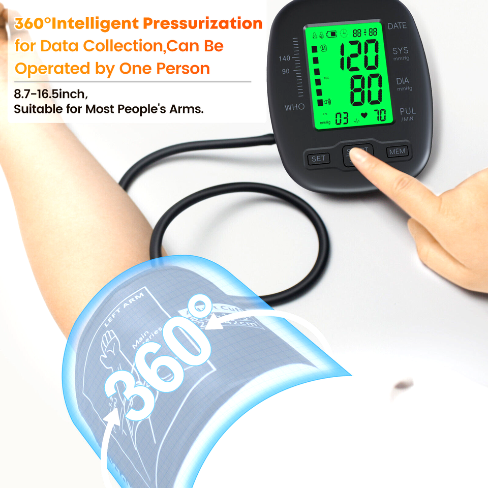 Automatic Blood Pressure Monitor Upper Arm Digital BP Machine Heart ...