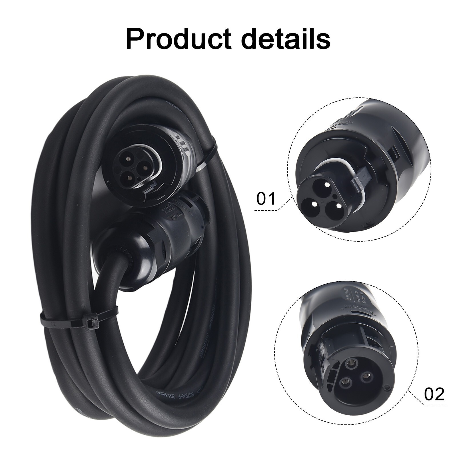 Power Cord Inverter Power Cord 3 Cores Black Connection Oxygen-Copper ...