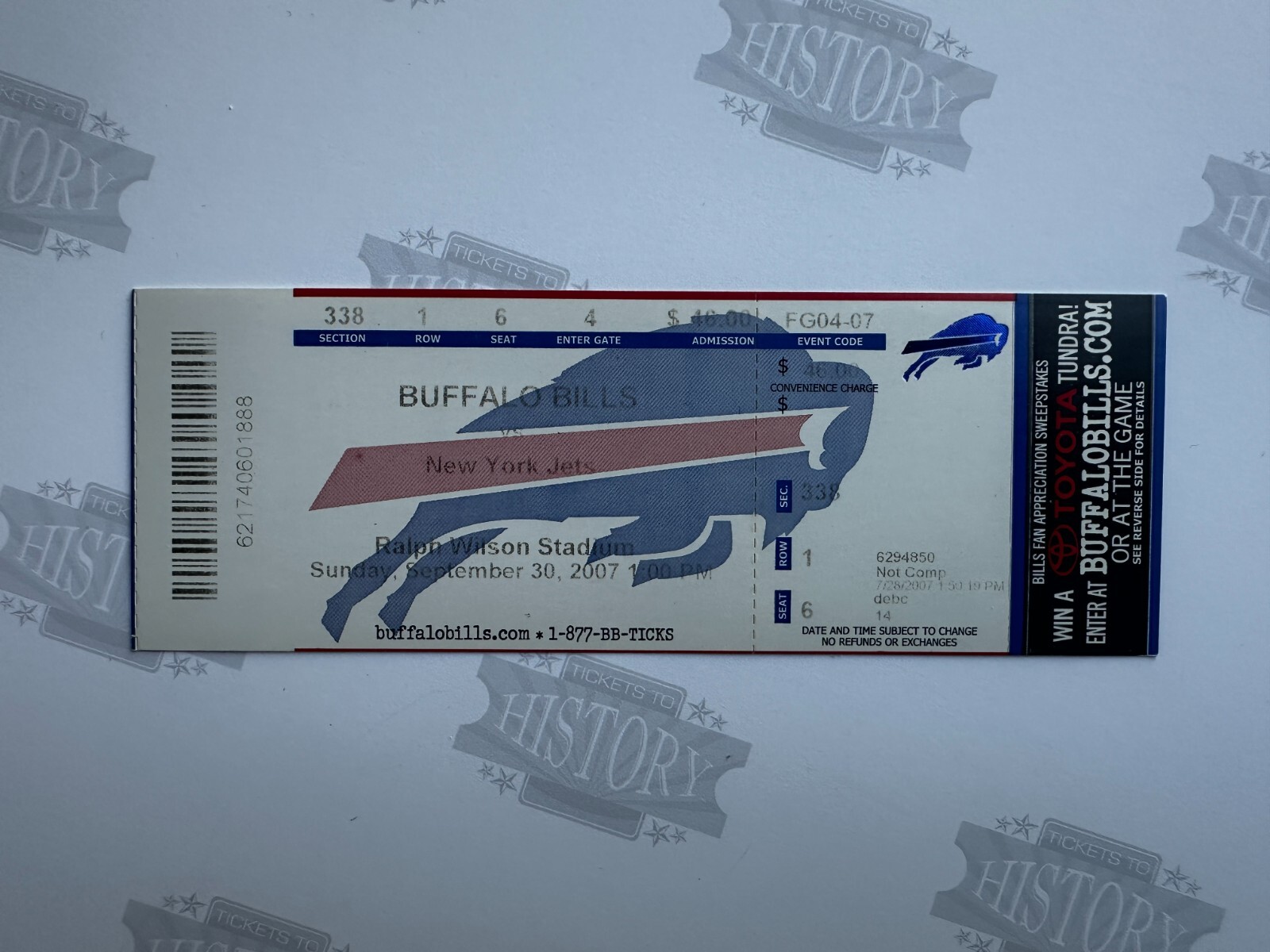 2007 New York Jets at Buffalo Bills BO Ticket 9/30/07 Marshawn Lynch TD ...