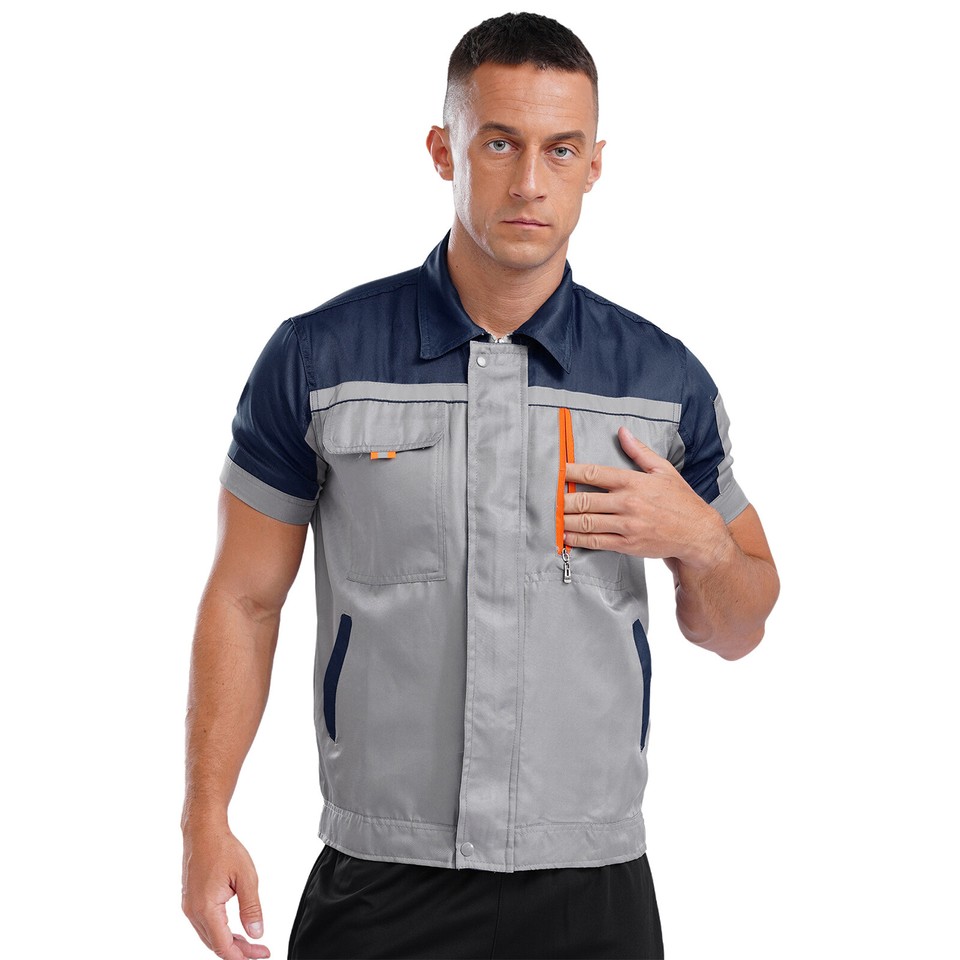 Mens Tops Mechanic Jacket With Pockets Shirt Engineering Workwear ...