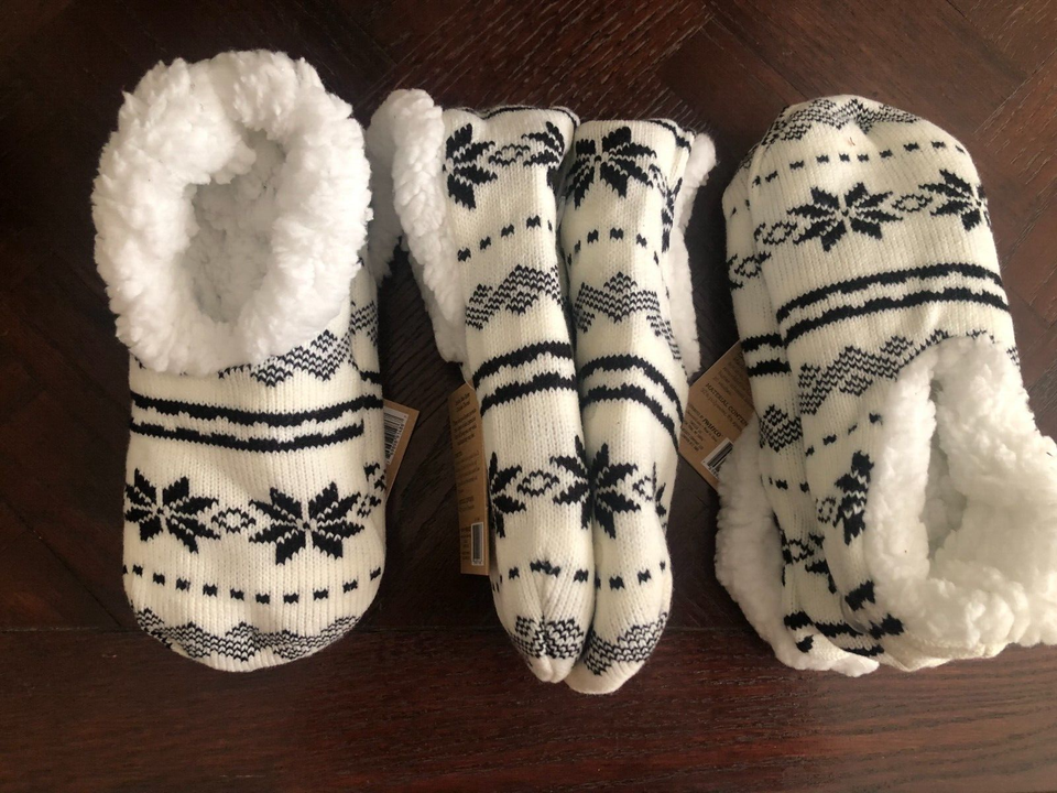 SPA BELLA SHERPA SLIPPERS BLACK & WHITE SHEA BUTTER INFUSED | eBay