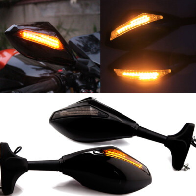 MOTORCYCLE LED TURN SIGNAL SIDE MIRRORS FOR KAWASAKI NINJA 6R 9R 650R ...