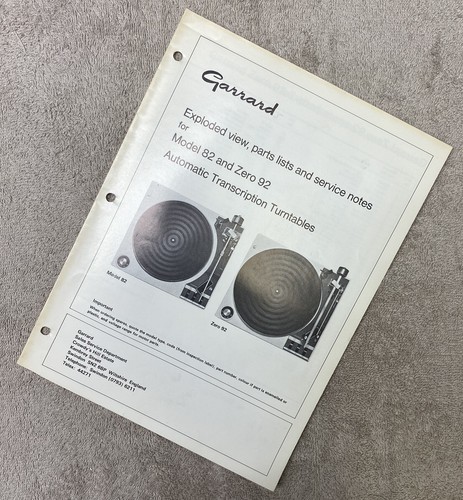 GARRARD AUTO TRANSCRIPTION TURNTABLE EXPLODED VIEW/PARTS LIST/SERVIVE ...