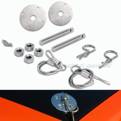 UNIVERSAL STAINLESS STEEL RACING APPEARANCE MOUNT HOOD PIN PLATE BONNET ...