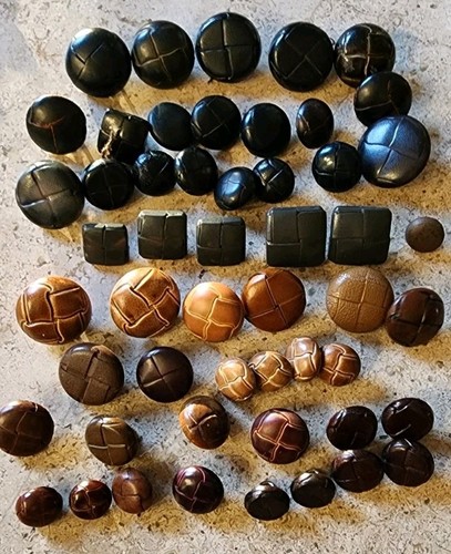 Vintage LEATHER / Leather Look COAT BUTTONS Mix Match & Matching ...