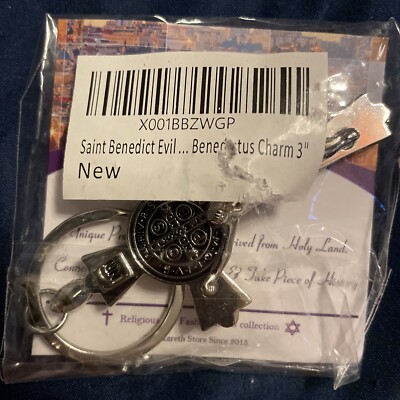Saint Benedict Evil Metal Cross -Catholic Key Chain Ring-Charm 3"-New ...