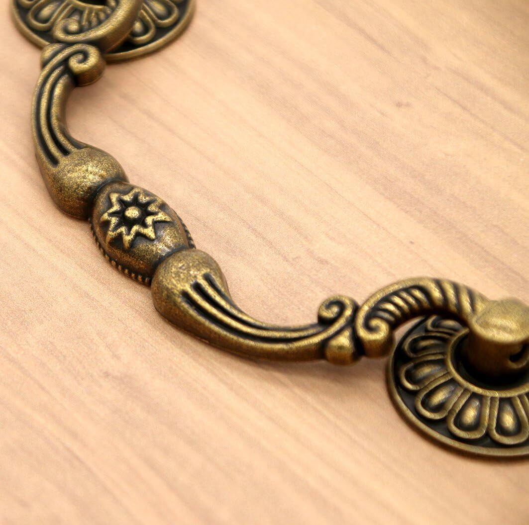 4 PCs Vintage Retro Antique Brass Bail Pull Handle for Wooden Drawer ...