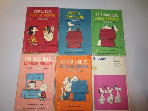6 Vtg Peanuts Snoopy Charlie Brown Holt, Rinehart Paperback Comic Books ...