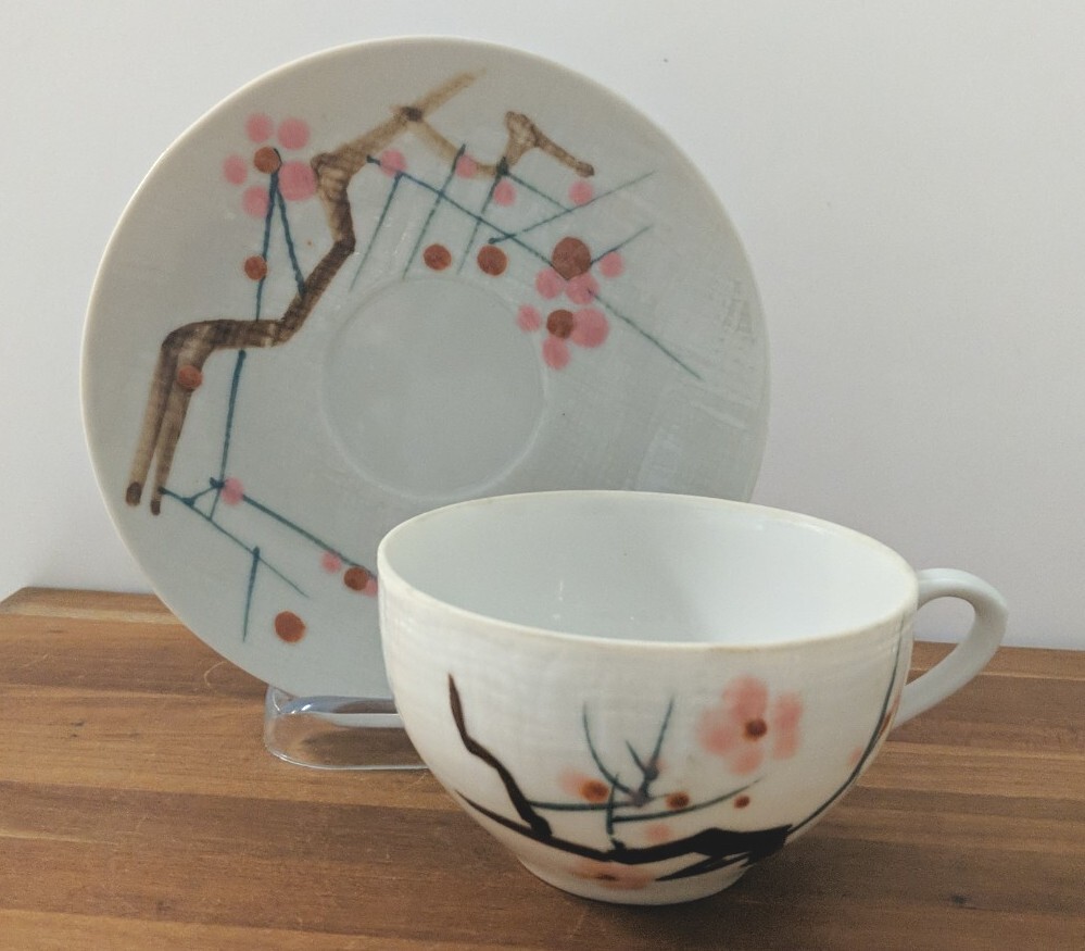 YAMAKA JAPAN Tea Cup & Saucer Set Tree Blossom Design Vintage | eBay