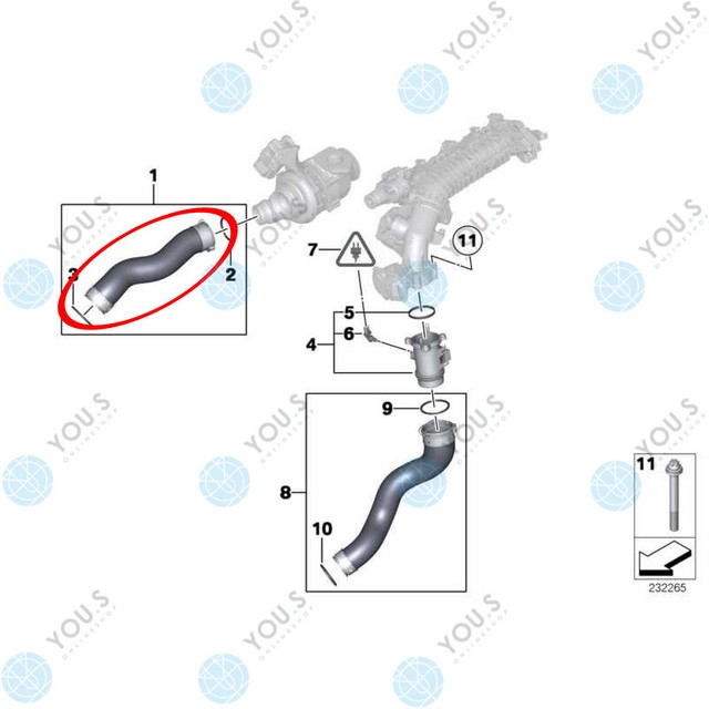 YOU.S Original Turbo Air Intake Hose 11617810614 for BMW 5 for sale ...