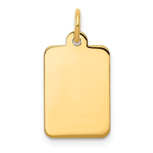 14k Yellow Gold Plain Rectangular Engravable Disc Charm Pendant 0.52gm ...