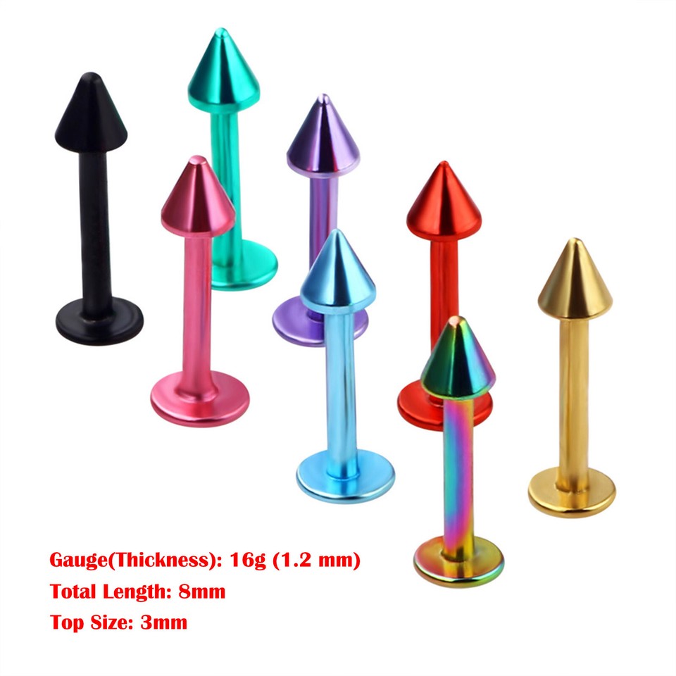 16G Labret Rings Lip Studs Surgical Steel/UV Nose Ring Tragus Cartilage ...