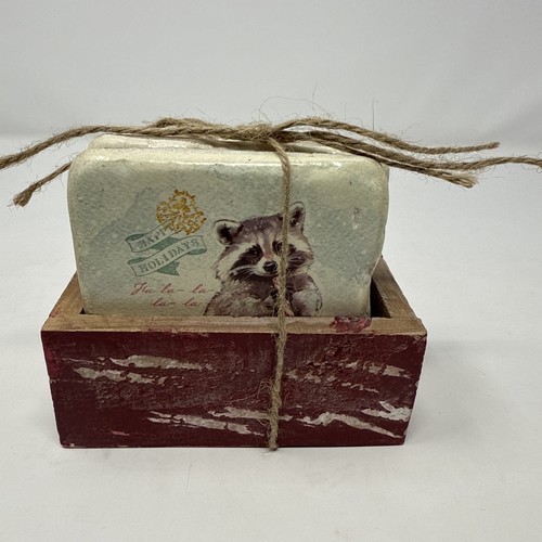Chad Barrett Birds Raccoon Coaster Set Holiday Set Of 4 Glossy Cork ...