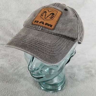 Dodge Ram Hat Leather Logo Patch Distressed Canvas Adjustable Baseball ...