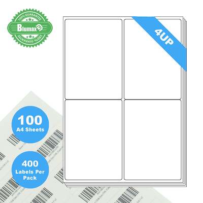 100x 4up A4 Label White Matte Self Adhesive Sticker sticky Laser Inkjet ...