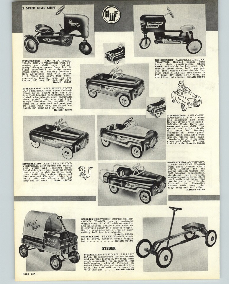 1957 PAPER AD 2 PG Castelli Motorscooter AMF Pedal Car Capri Station ...