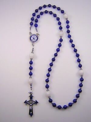 LONE STAR State Texas Dallas Cowboys Rosary Blue & White Jade Gemstone ...
