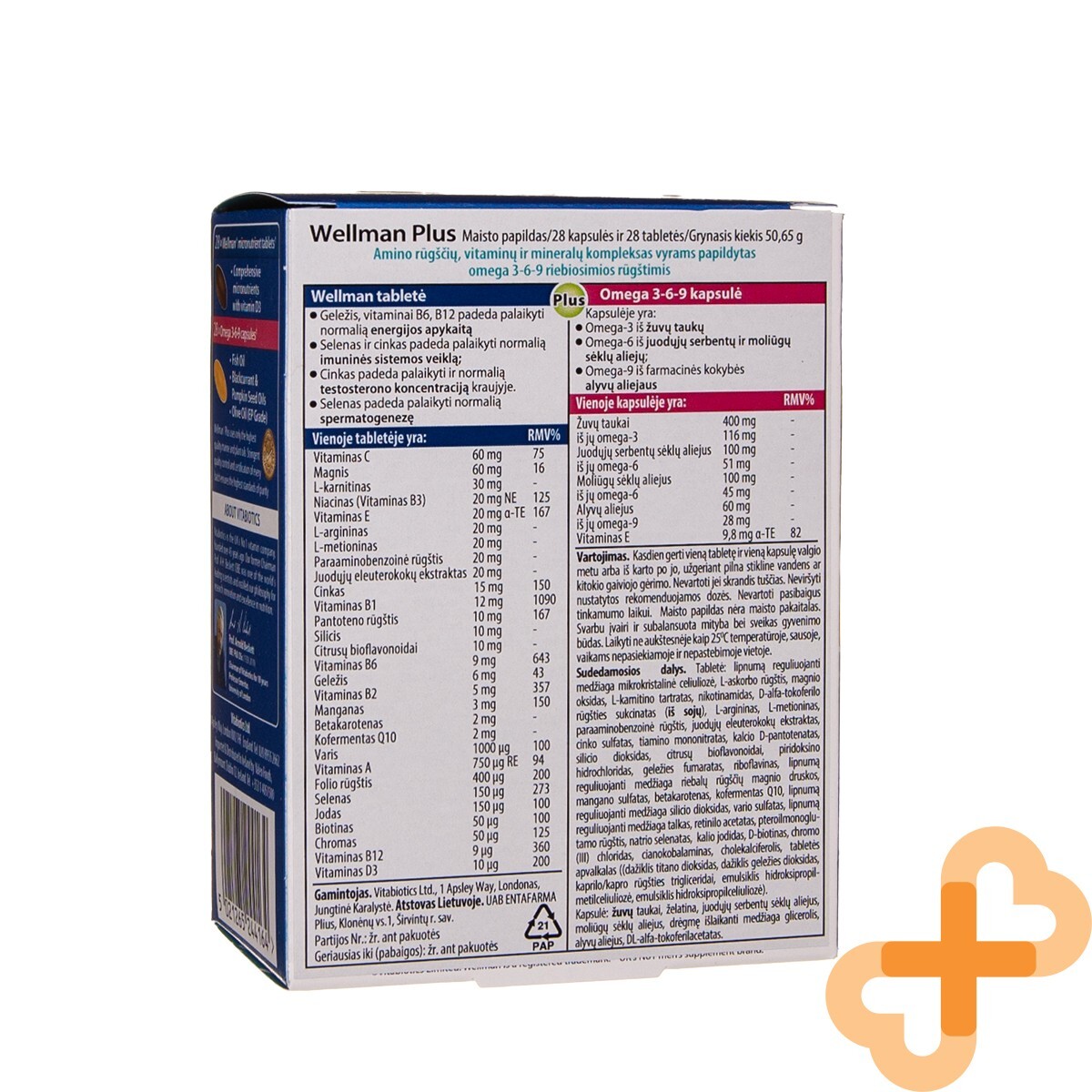 VITABIOTICS WELLMAN Plus Omega 3-6-9 28 Capsules 28 Tablets Vitality ...