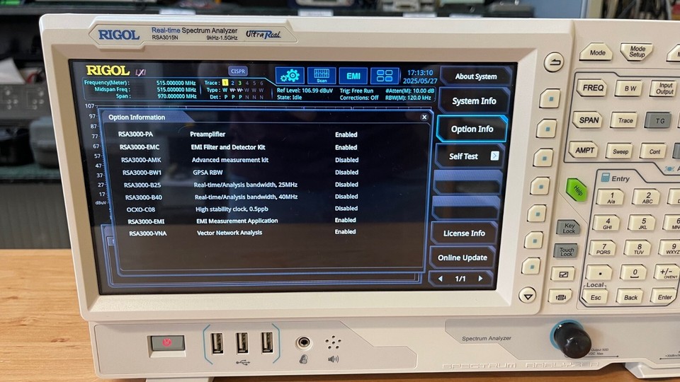 Rigol RSA3015N, Real-time Spectrum Analyzer with VNA, EMI and Tracking generator | eBay