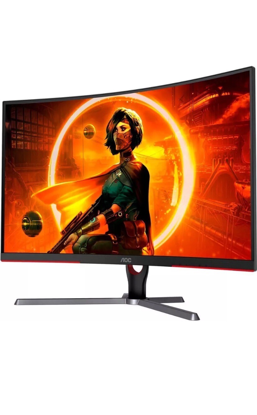 QHD 1440P 165hz Curved 32" LCD FreeSync Gaming Monitor Black Red AOC ...