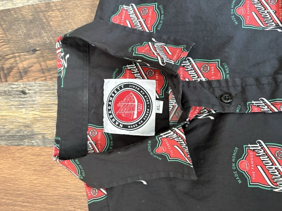 narragansett beer Label Shirt Hawaiian Style Men’s Xl. Button Up Short ...