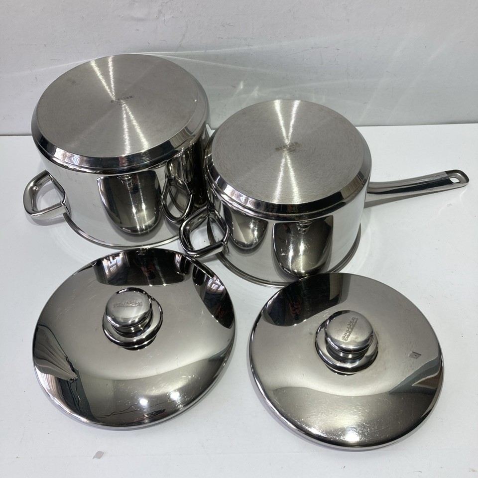 Stellar Set Of Two Stainless Steel Saucepans 20CM 18CM With Lids | eBay UK