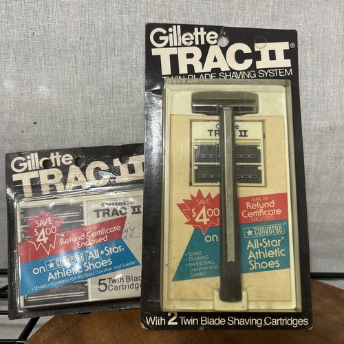 Vintage Gillette Trac II Razor & 2 Carts + 2 Packs of Carts - New! | eBay