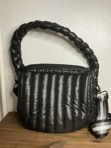 Think Royln Puffer Handbag Black Crossbody Strap | eBay
