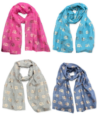Women Ladies Elephant Print Scarf Wrap Soft Cashmere Blend Winter Scarf ...