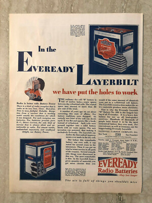 1928 Eveready Radio Batteries Layerbuilt National Carbon Company Vtg ...