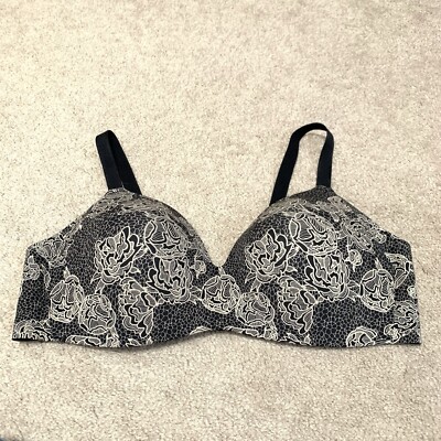Knix Wireless Black Floral Bra Size 44C | eBay