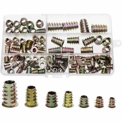 120Pcs Zinc Alloy Threaded Inserts for Wood Screw-in Nut Wood Furniture ...