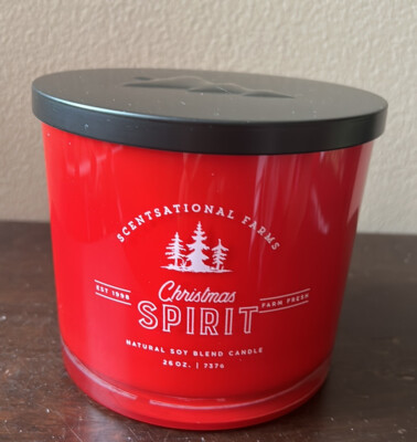 Scentsational Christmas Spirit Candle Red Glass Jar 26 Oz Soy Wax New ...