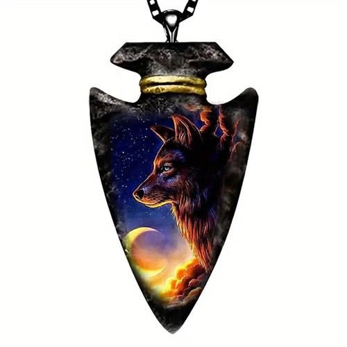 Arrowhead Style Wolf Pendant Necklace Wolf Print Jewelry Accessories | eBay