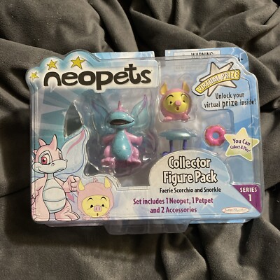 NIB 2008 Neopets Collector Figure Pack FAERIE SCORCHIO & SNORKLE Series ...