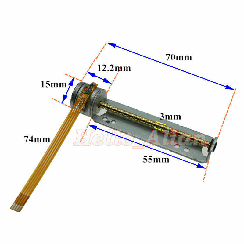 DC 5V 2 Phase 4 Wire Micro 15mm Stepping Stepper Motor 55mm Long Screw ...