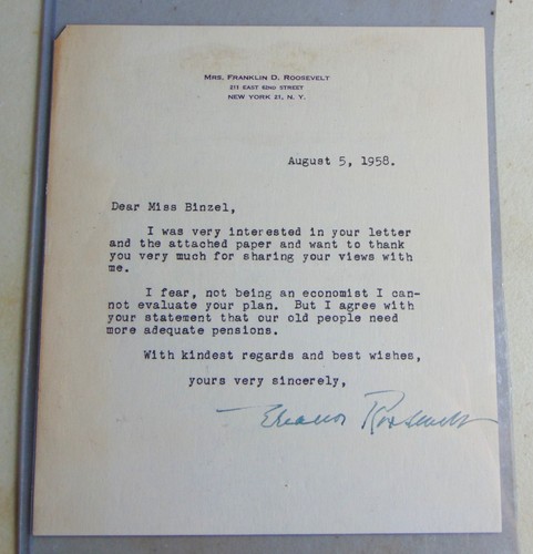 Eleanor Roosevelt First Lady paper signed letter campaign political | eBay