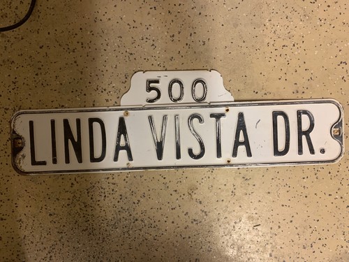 Original 1930’s Metal embossed street sign “Linda vista Dr. 500” | eBay