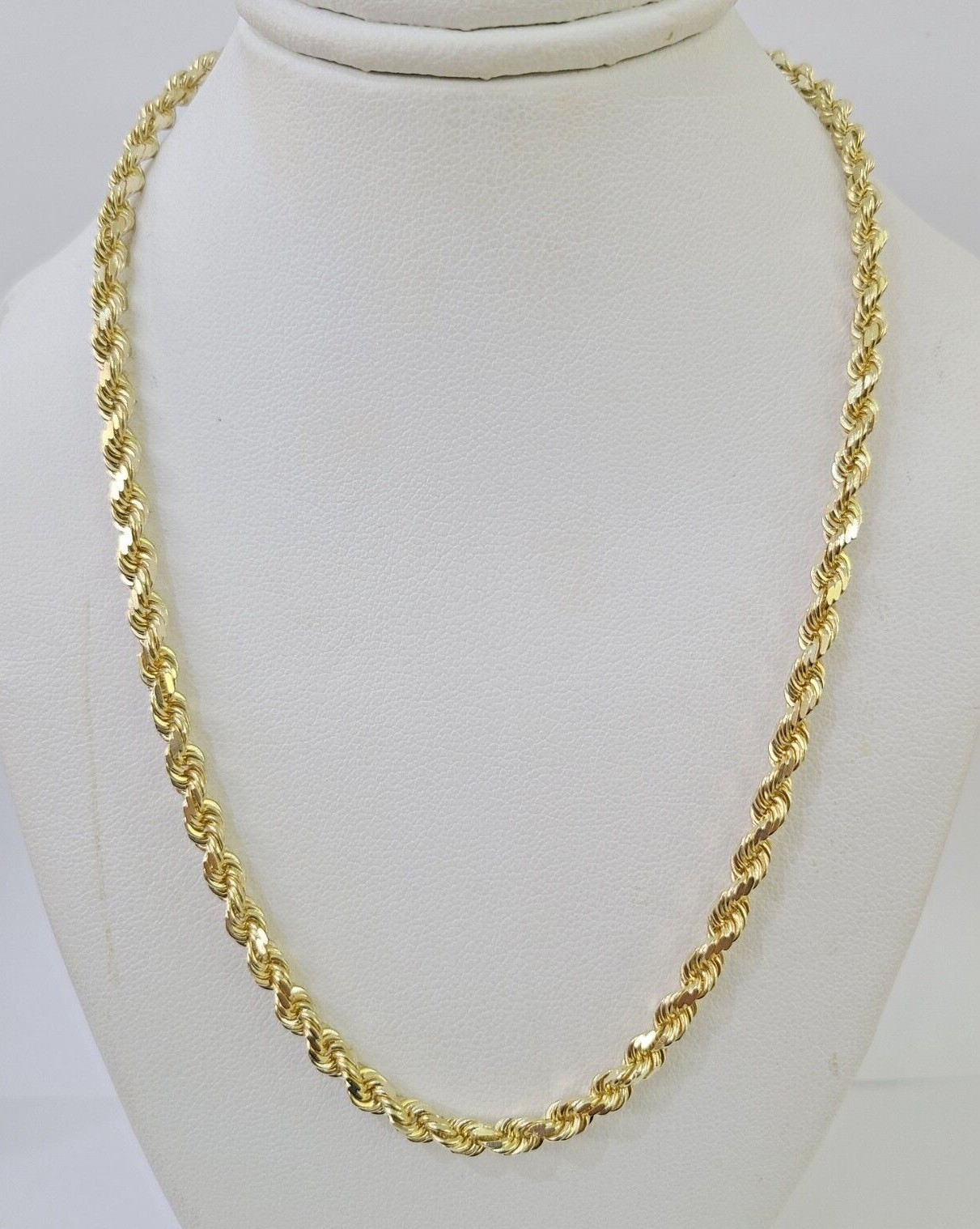 14k Real Solid Rope Chain Yellow Gold 4mm 18"-26" Inch Men Women ...