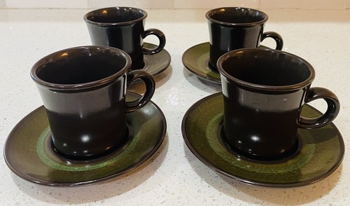 Set Of 4 Franciscan Madeira Coffee Cups & Saucers Floral Earthenware ...