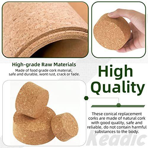 9 Pcs 3 Sizes Wooden Tapered Cork Plug Assortment Set #48#34#28 Natural ...