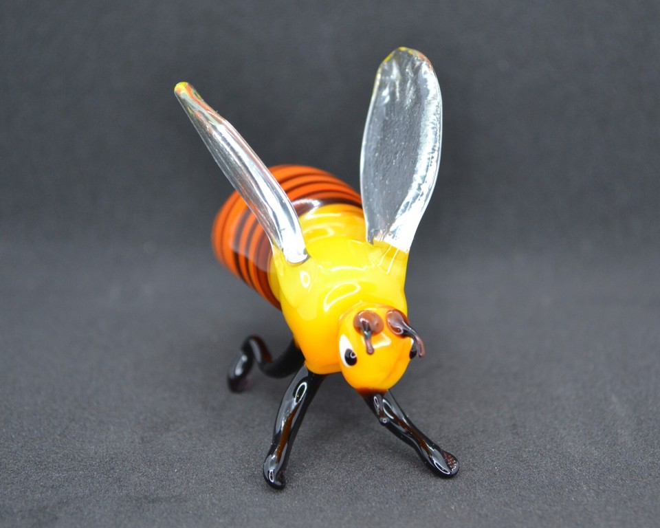 Yellow Glass Bee Figurines Collectible Bee Miniature Yellow Glass Bee ...