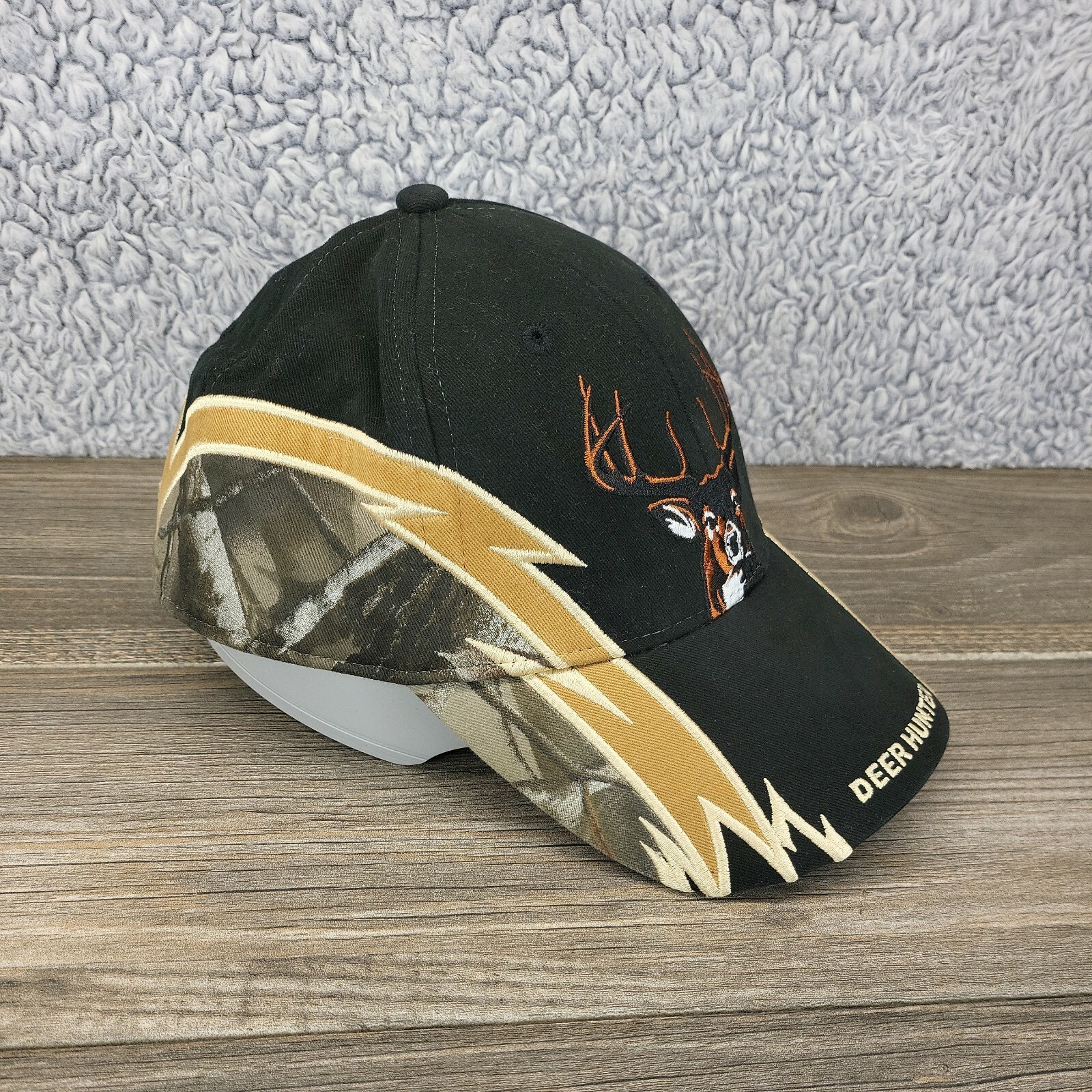 Camouflage Hunting Camo Hat Deer Hunter Buck Doe Black Strapback ...