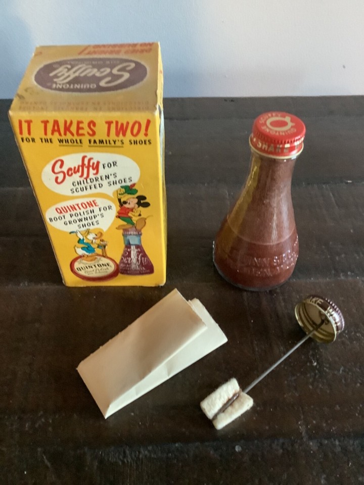 Walt Disney's Mickey Mouse Scuffy Brushless Brown Shoe Polish 1950's | eBay