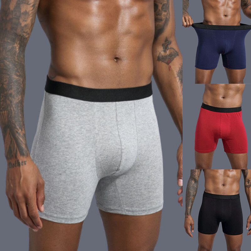 Men Cotton Plus Size Boxers Extended Sports Cotton Fabric Comfortable ...